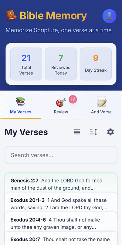 Bible Memory - Digital Flashcards with Spaced Repetition
